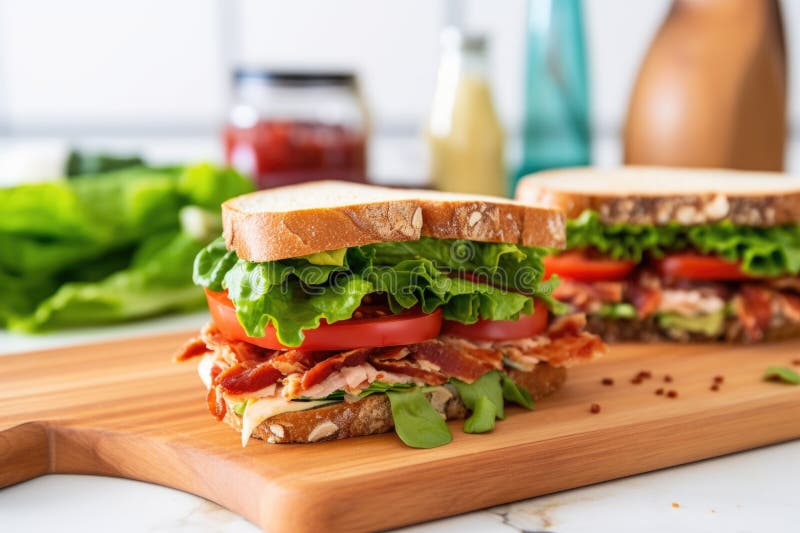 Blt Sandwich with Its Ingredients Spread Out on a Kitchen Bench Stock ...