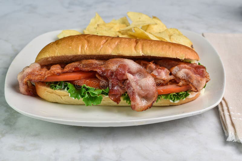 Blt Sub Served with Potato Chips Stock Photo - Image of chips, served ...