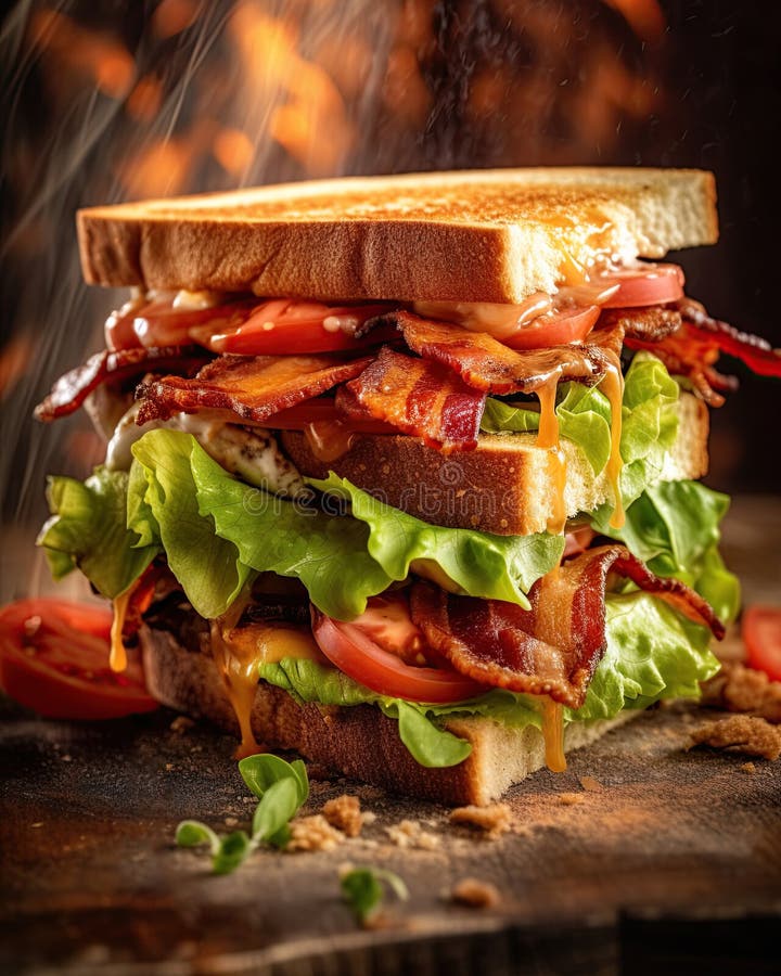BLT Toasted Stacked Sandwich. Bacon, Lettuce, and Tomato. Generative Ai ...
