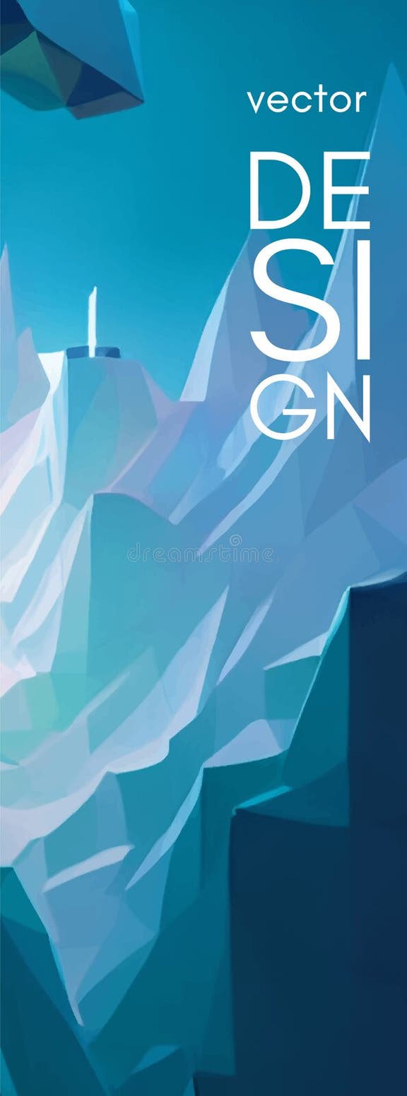 Blu Ice Triangle Abstract in Origami Style on Light Background. Stock ...