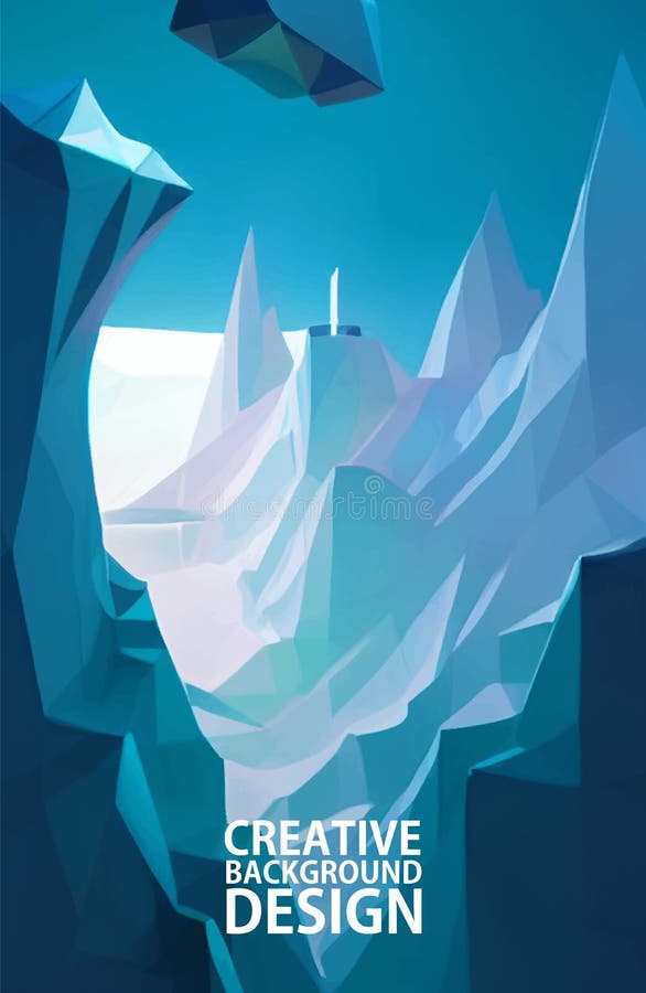 Blu Ice Triangle Abstract in Origami Style on Light Background. Stock ...