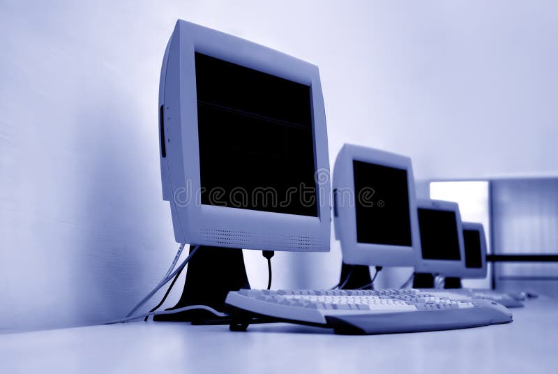 Row of monitors stock image. Image of tube, study, school - 4629247