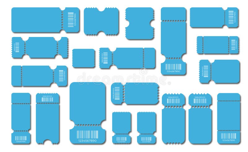 Set Blank Ticket Template. Color Blue . Concert Tickets, Lottery ...