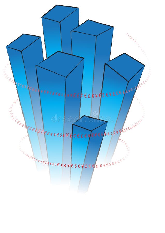 Blue 3D Chart with Red Valuta Signs Stock Vector - Illustration of cent ...