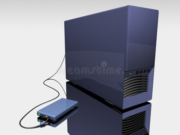 Blue 3d computer tower stock illustration. Illustration of computer ...