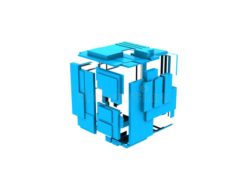 Blue 3d cube square stock illustration. Illustration of buildings ...