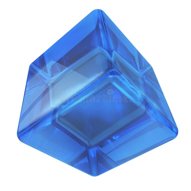 Blue 3D glass rounded cube stock illustration. Illustration of object ...
