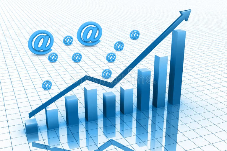 Blue 3d Graph and Business Symbol Stock Illustration - Illustration of ...