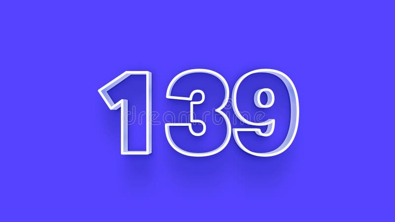Blue 3d Symbol of 139 Number Icon on Blue Background Stock Illustration ...