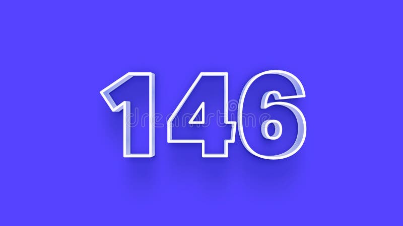 Blue 3d Symbol of 146 Number Icon on Blue Background Stock Illustration ...
