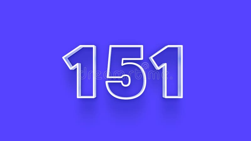 Blue 3d Symbol of 151 Number Icon on Blue Background Stock Illustration ...