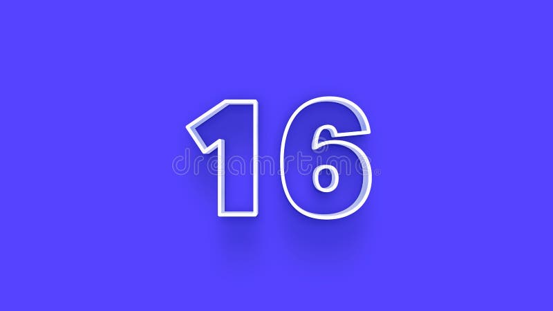 Blue 3d Symbol of 16 Number Icon on Blue Background Stock Illustration ...