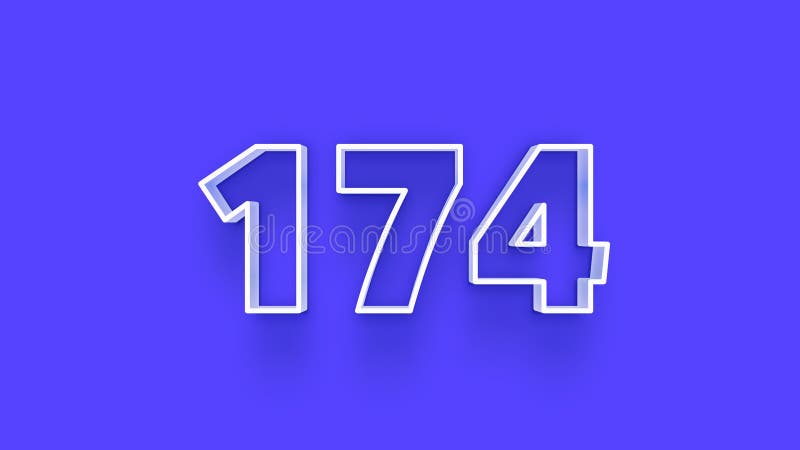 Blue 3d Symbol of 174 Number Icon on Blue Background Stock Illustration ...