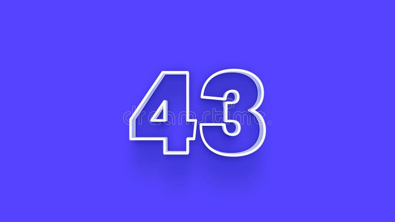 Blue 3d Symbol of 43 Number Icon on Blue Background Stock Illustration ...