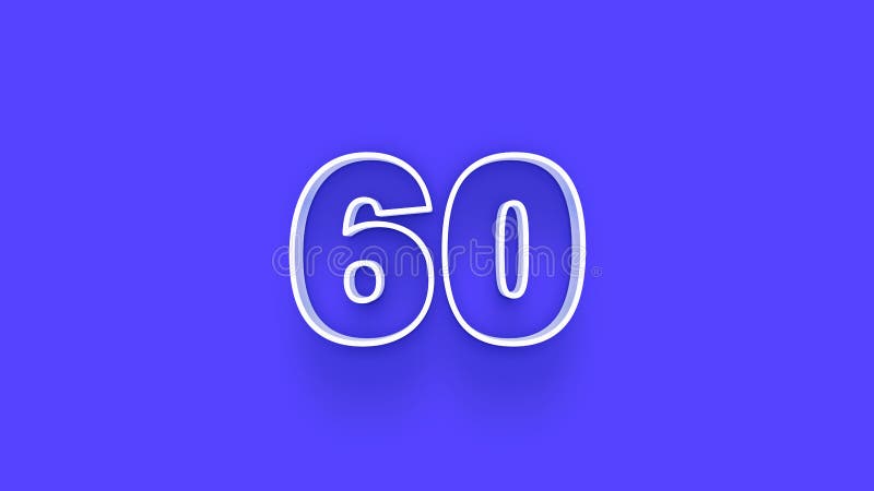 Blue 3d Symbol of 60 Number Icon on Blue Background Stock Illustration ...
