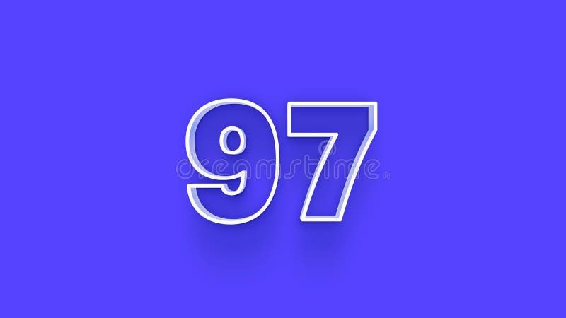 Blue 3d Symbol of 97 Number Icon on Blue Background Stock Illustration ...
