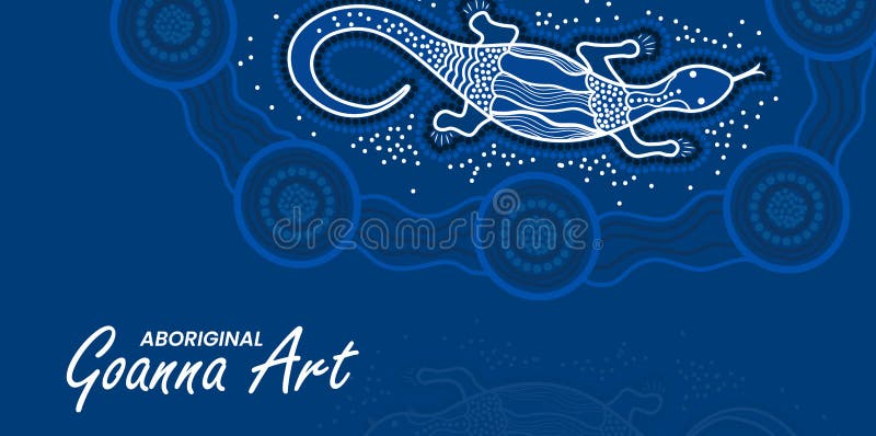 Blue Aboriginal Art Poster Design with Goanna Stock Vector ...