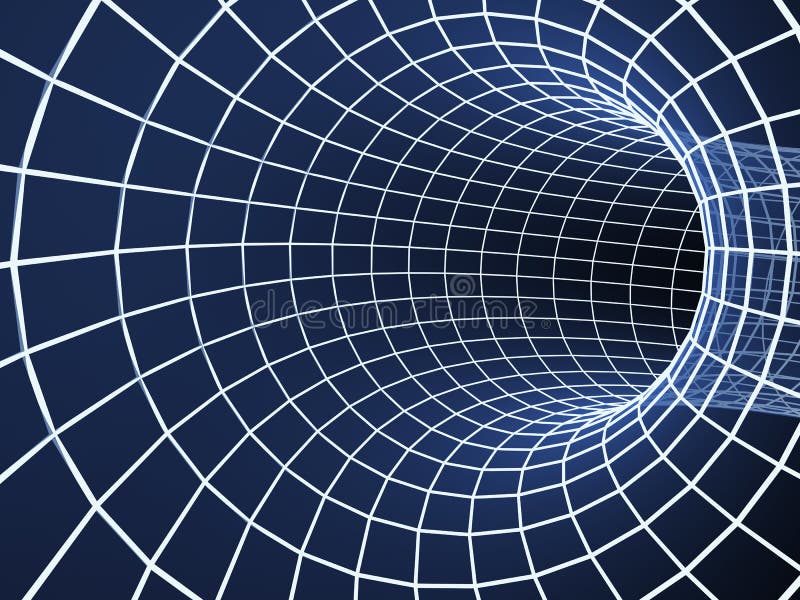 Blue Abstract 3d Tunnel from a Grid Stock Illustration - Illustration ...