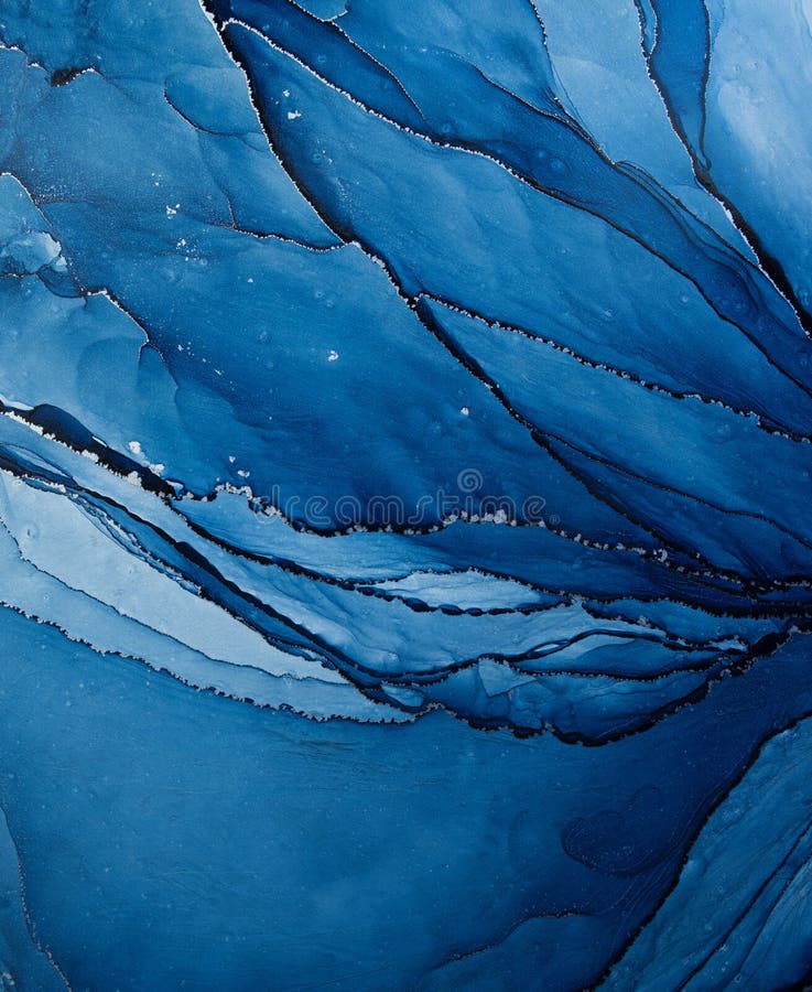 Blue Abstract Art Background. Paint, Alcohol Ink Art. Artistic Stock ...
