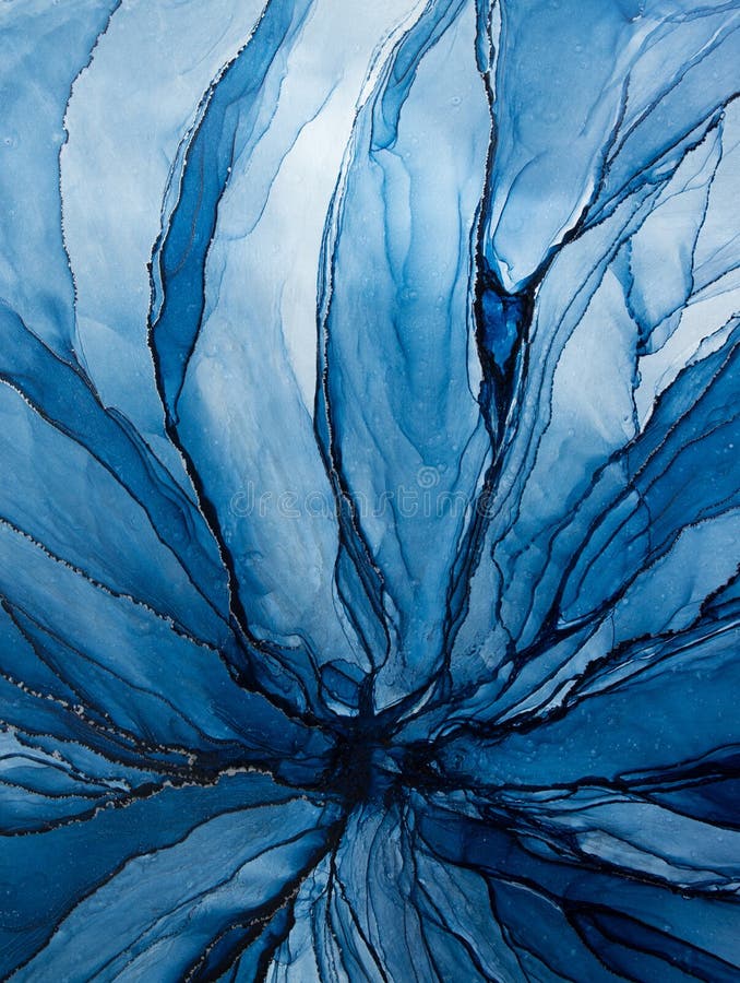 Blue Abstract Art Background. Paint, Alcohol Ink Art. Artistic Stock ...