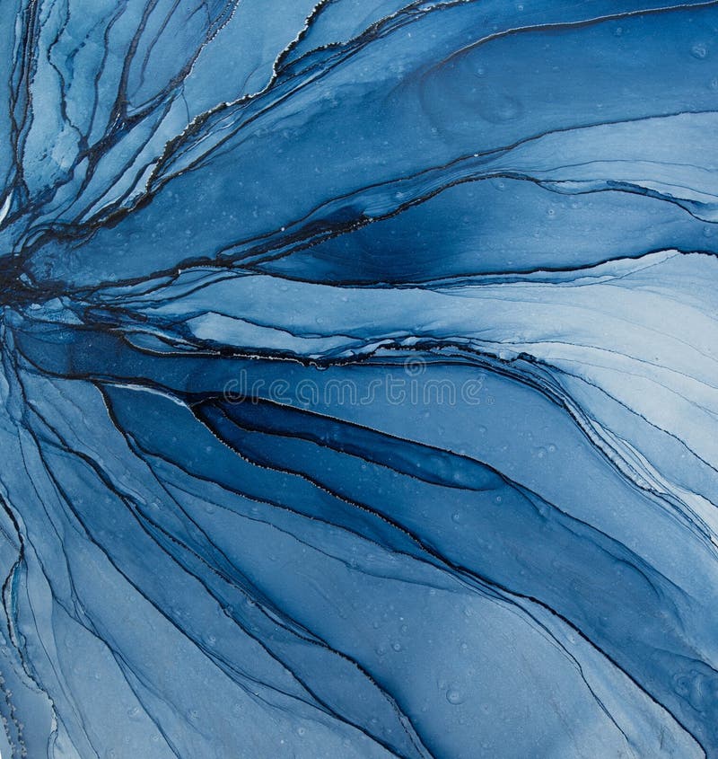 Blue Abstract Art Background. Paint, Alcohol Ink Art. Artistic Stock ...