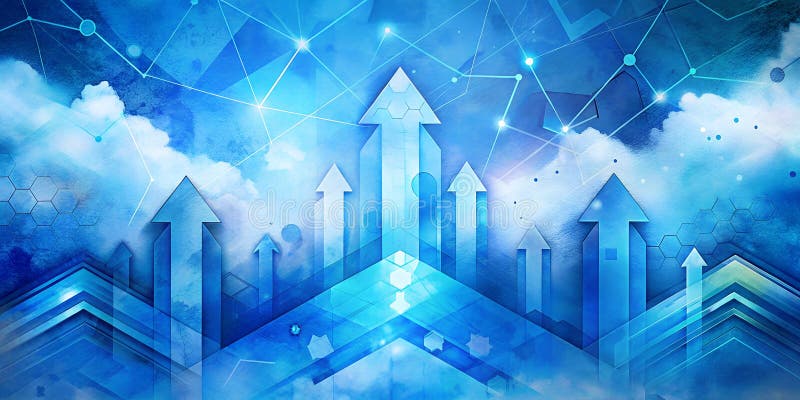Blue Abstract Background with Arrows Pointing Upward Stock Illustration ...