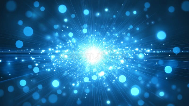 Blue Abstract Background with Bright Central Light Source, Digital ...
