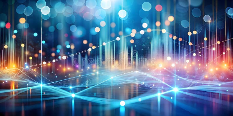 Blue Abstract Background with Bright Digital Lines and Dots for Design ...