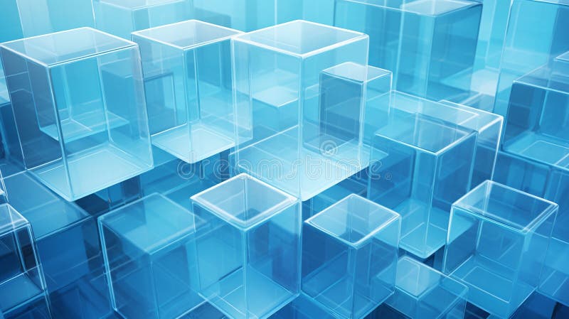 Blue Abstract Background with Cubes and Blue Sky Stock Illustration ...