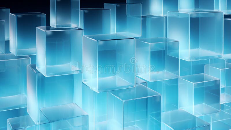 Blue Abstract Background with Cubes and Blue Sky Stock Illustration ...