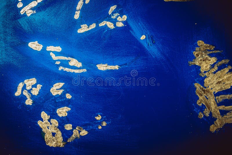 Blue Abstract Background for Design with Yellow Dots. Painted Scratch ...