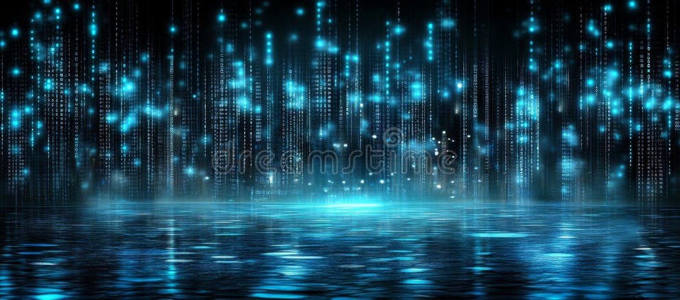 Blue Abstract it Background Featuring Binary Code and Luminescent ...