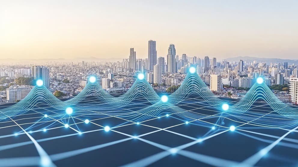 Blue Abstract Background Featuring a Network Grid with Interconnected ...