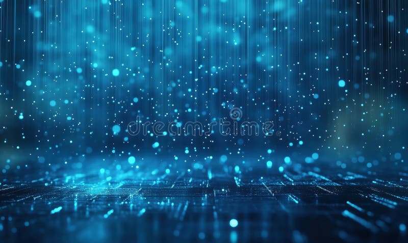 Blue Abstract Background with Glowing Particles and Rain Effect for ...