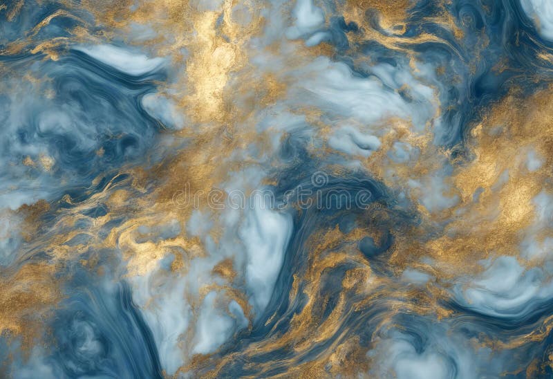 Blue Abstract Background Gold Marble Floral Texture Pattern Botanical ...