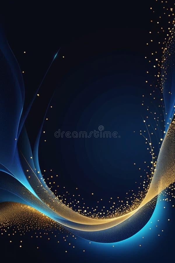 Blue Abstract Background with Golden Particles, Vertical Composition ...