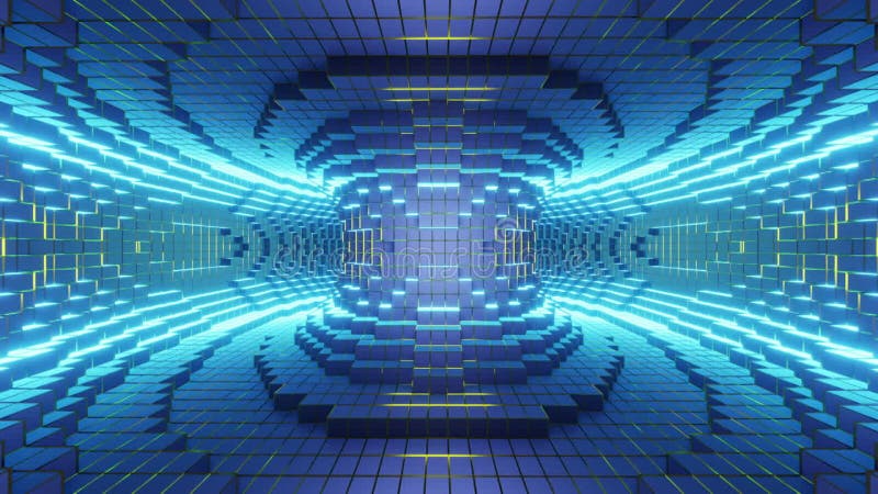 Blue Abstract Background Inside Rotating Pixel Torus Tunnel 3d Render ...