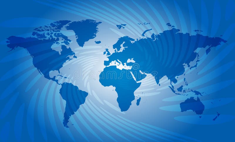 Blue Abstract Vector Background with Map of World Stock Vector ...