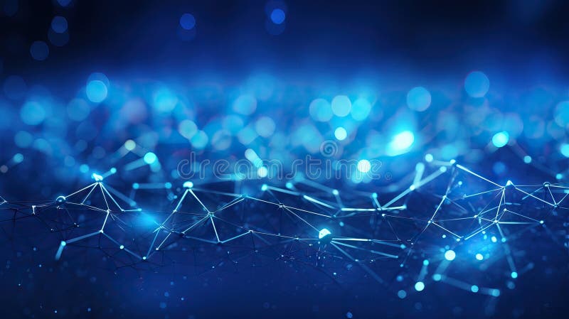 Blue Abstract Background with Network Grid AI Generated Stock ...