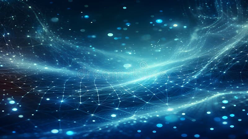 Blue Abstract Background with Network Grid and Particles Stock Image ...