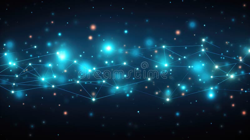 Blue Abstract Background with a Network Grid and Particles Connected ...