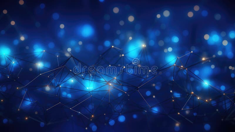 Blue Abstract Background with a Network Grid and Particles Connected Stock Illustration ...