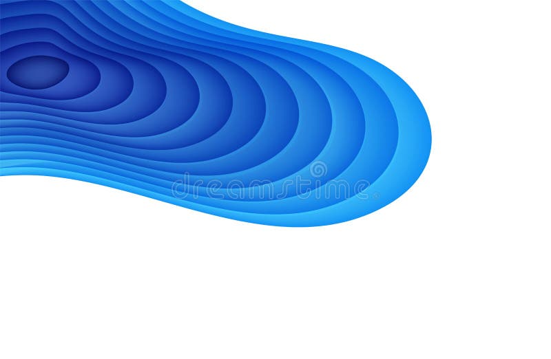 Blue Abstract Background In Paper Cut Style Layers Of Paper Wavy Water