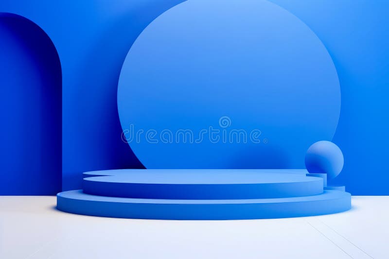 Blue Abstract Background with Round Object in the Center. Generative AI ...