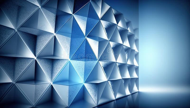 A Blue Abstract Background with Triangles and a Blue Light in the ...
