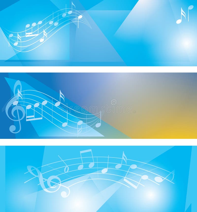 Blue Abstract Backgrounds for Events - Vector Banners with Music Notes ...