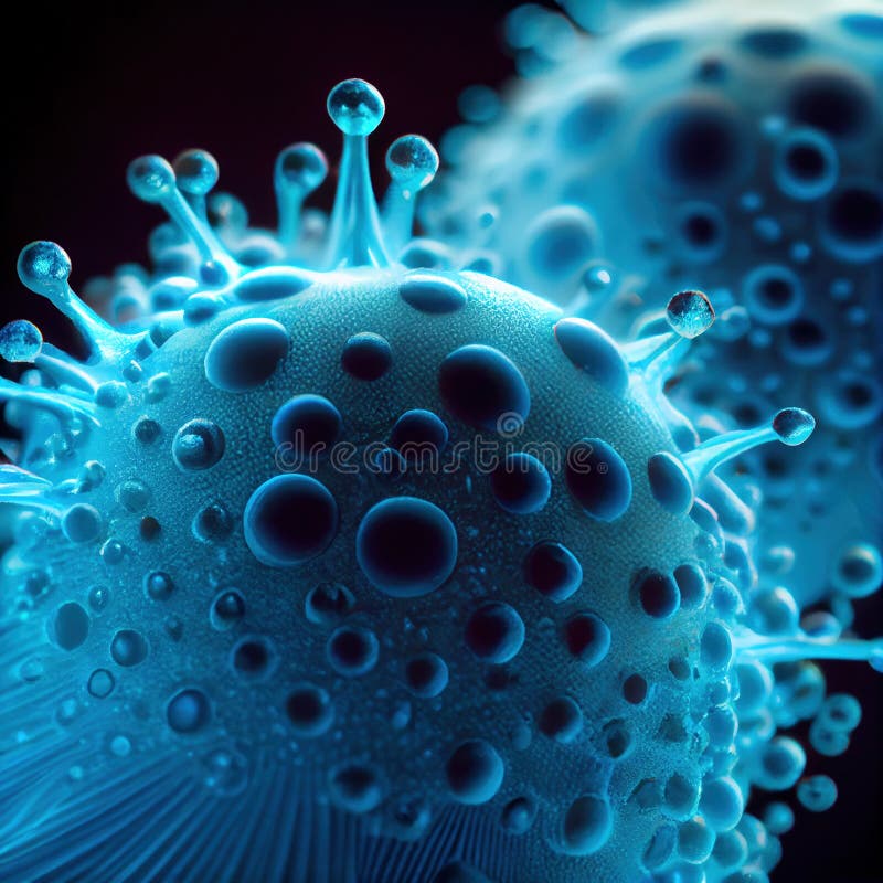 Blue Abstract Bacteria or Virus in Spherical Shape. Stock Illustration ...