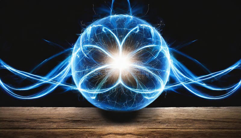 Blue Abstract Ball Shaped Orb with Electric Energy. Electrical Power ...