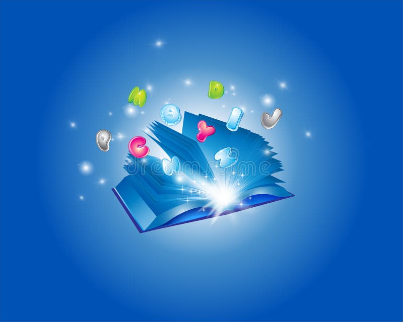 Blue Abstract Book and Letter Stock Illustration - Illustration of ...