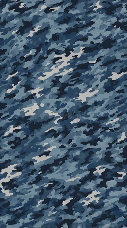 Blue Abstract Camouflage Military Pattern Stock Illustration ...